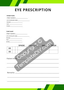 Professional Eye Prescription Template PDF & Word