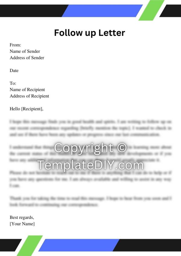 Follow Up Correspondence Letter Sample with Examples