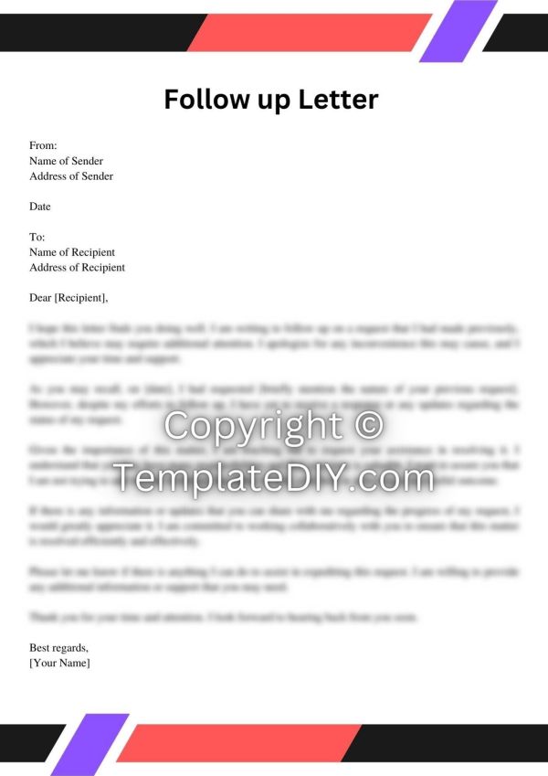 Follow Up Request Letter Sample Template with Examples