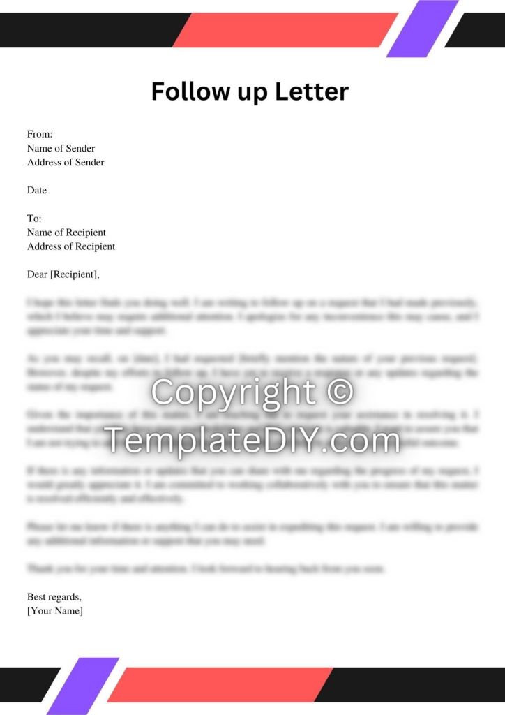 Follow Up Request Letter Sample Template with Examples