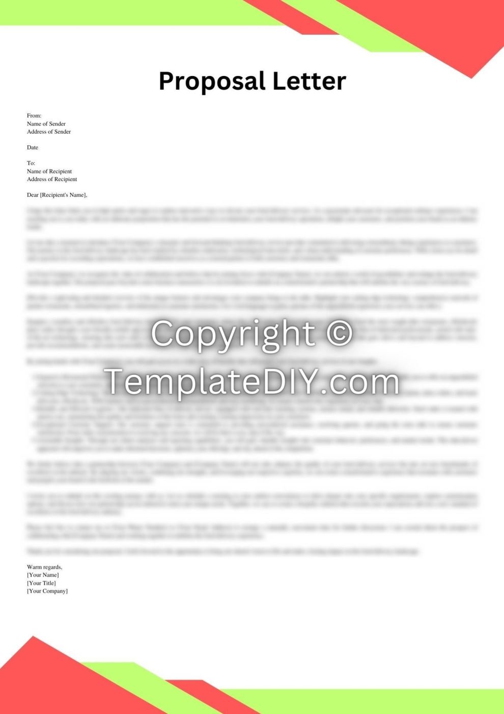 Food Delivery Proposal Letter Sample with Examples [Word]