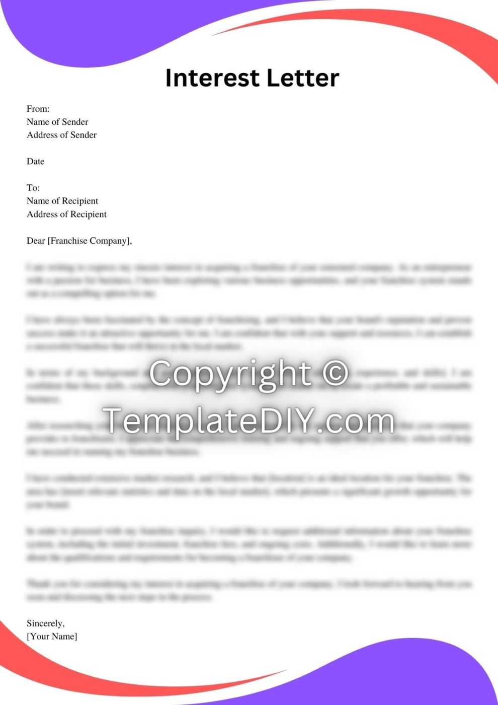 Franchise Interest Letter Sample with Examples [Word]