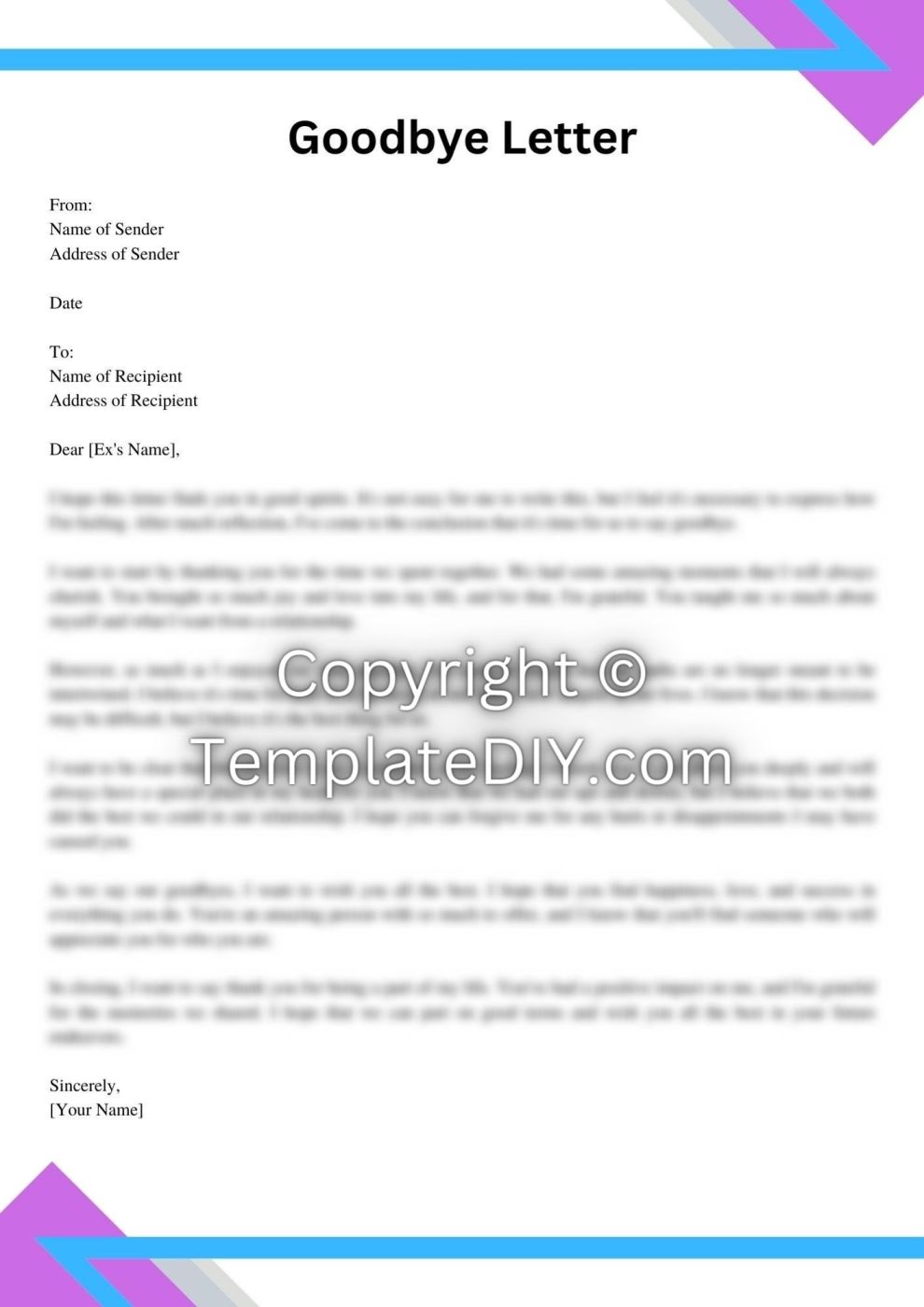 Goodbye Letter to Ex Sample with Examples [Word Editable]