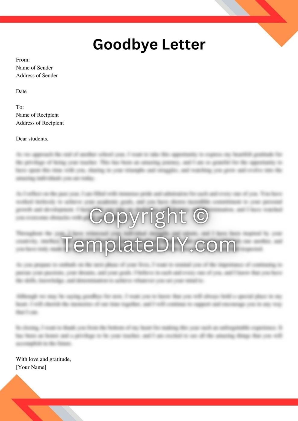 Goodbye Letter to Students Sample Template with Examples
