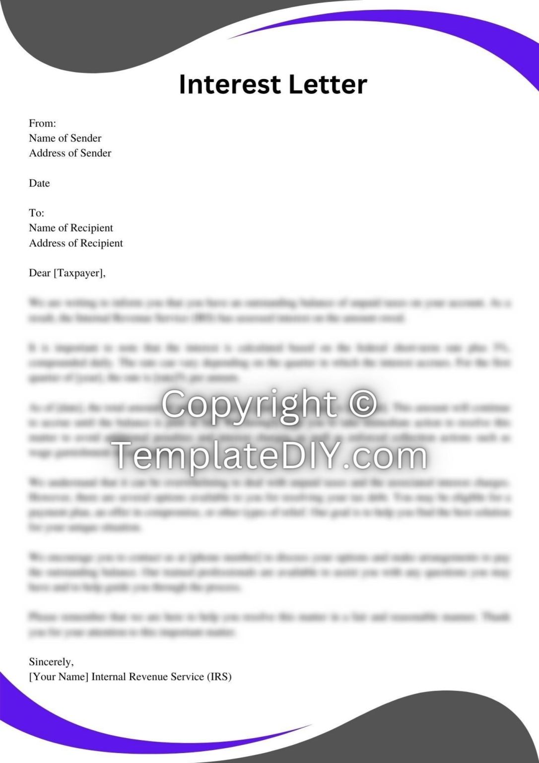 IRS Interest Letter Sample with Examples [Word Editable]
