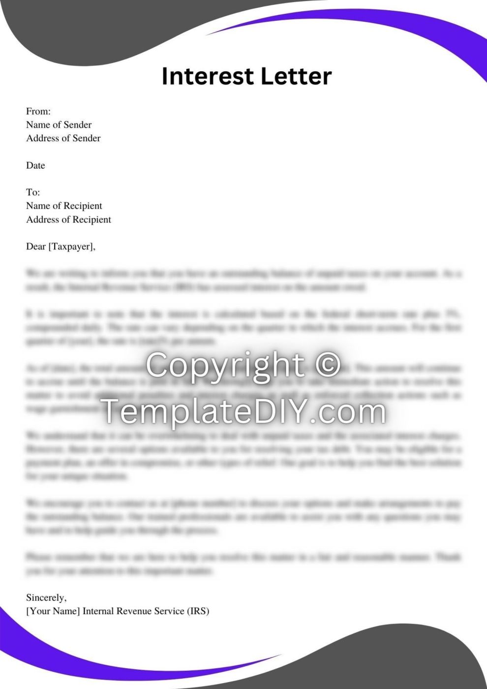 IRS Interest Letter Sample with Examples [Word Editable]