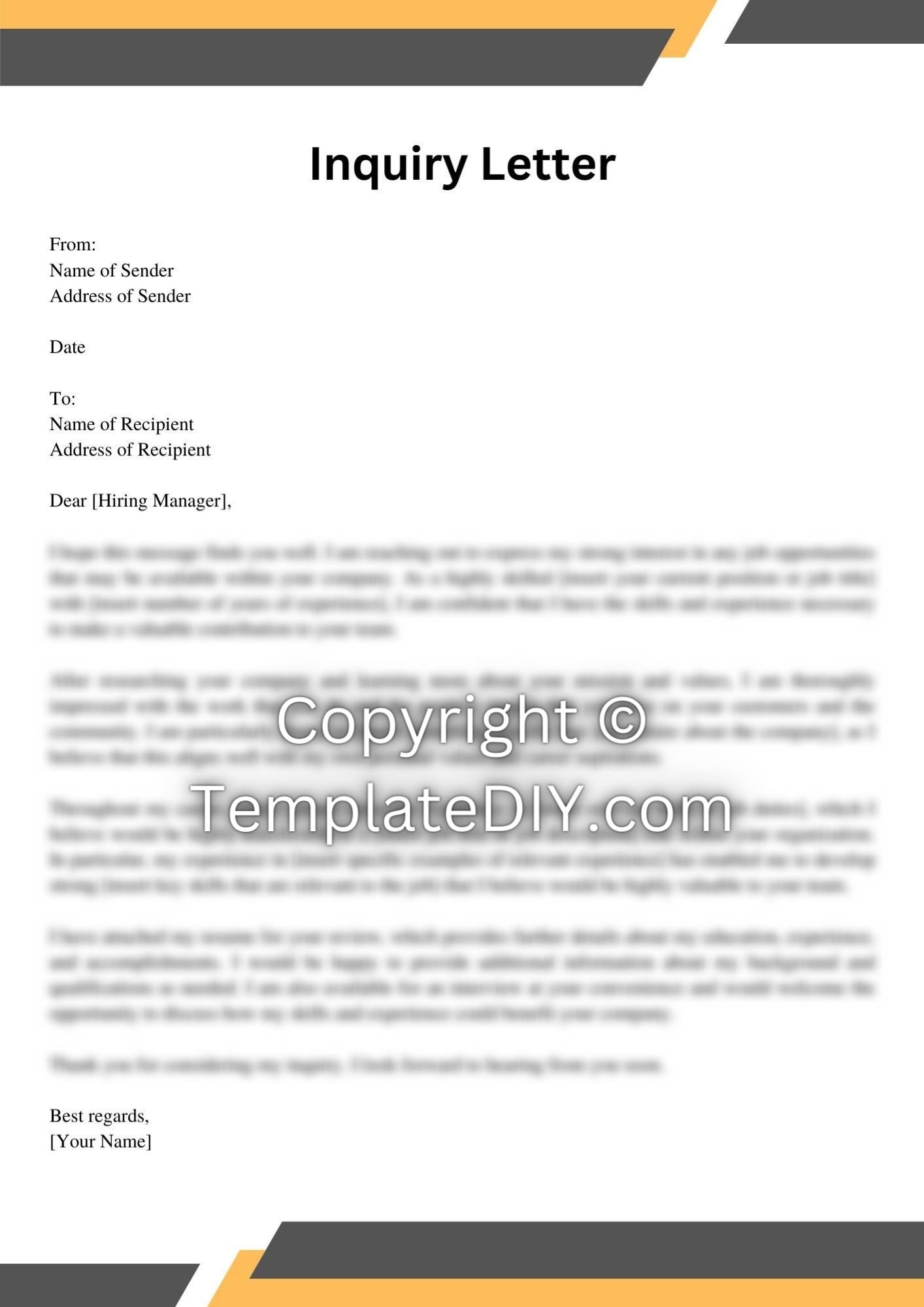 Job Inquiry Letter Examples And Templates
