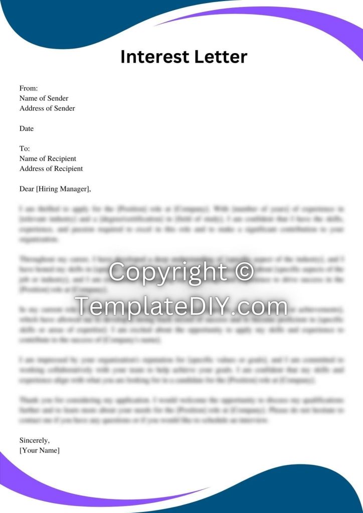 Job Interest Letter Sample with Examples [Word Editable]