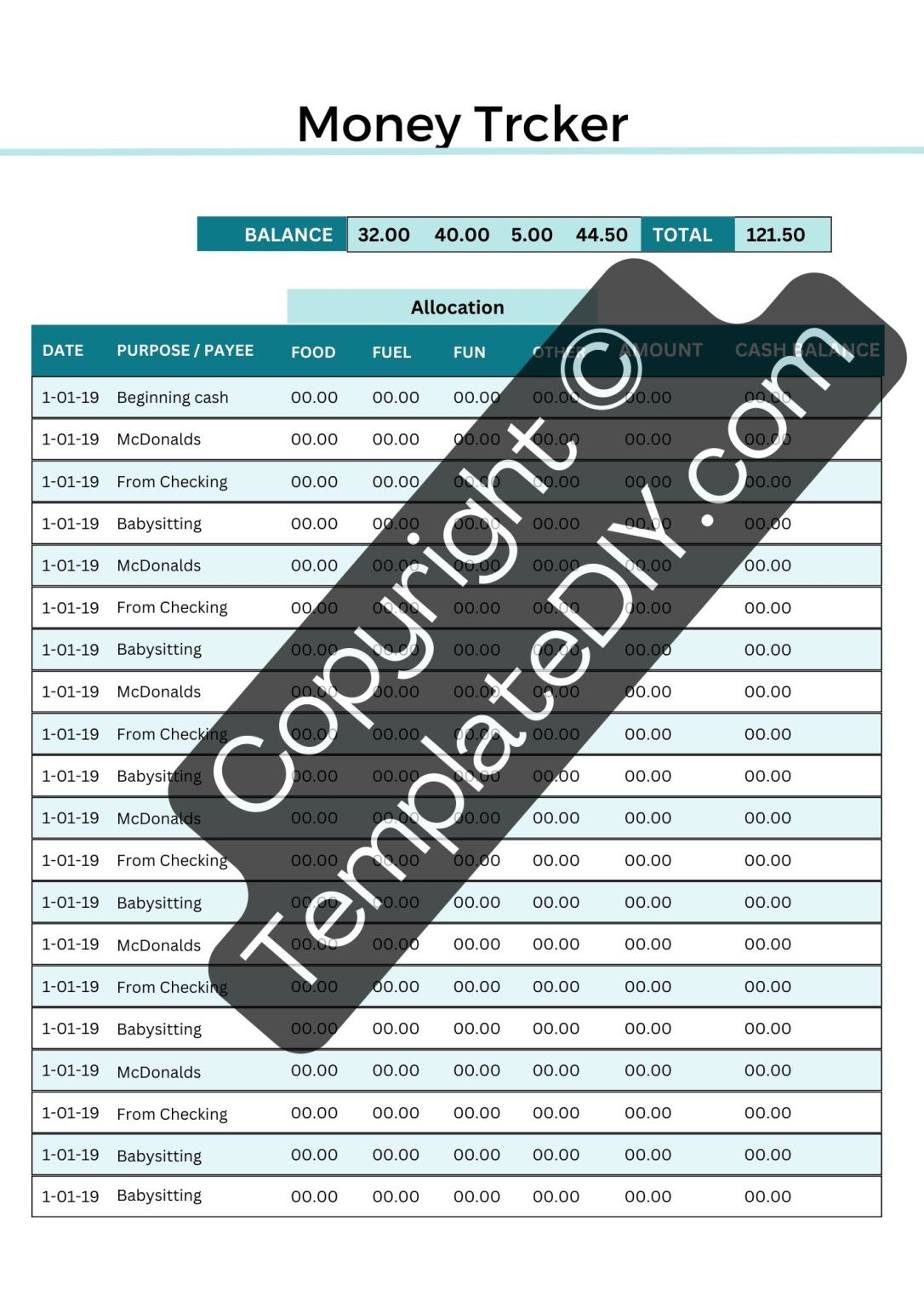Money Tracker Template Printable PDF, Word [Editable]