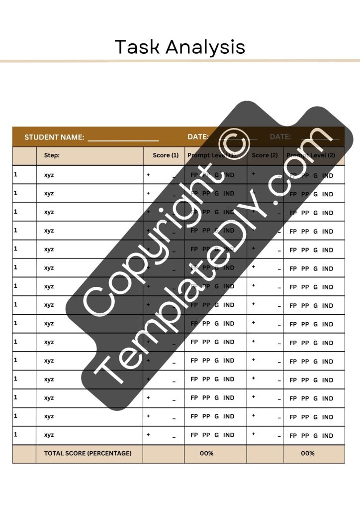 Task Analysis Template Printable PDF, Word, Excel [Editable]