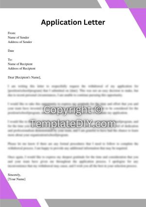 Withdraw Application Letter Template | Download Example