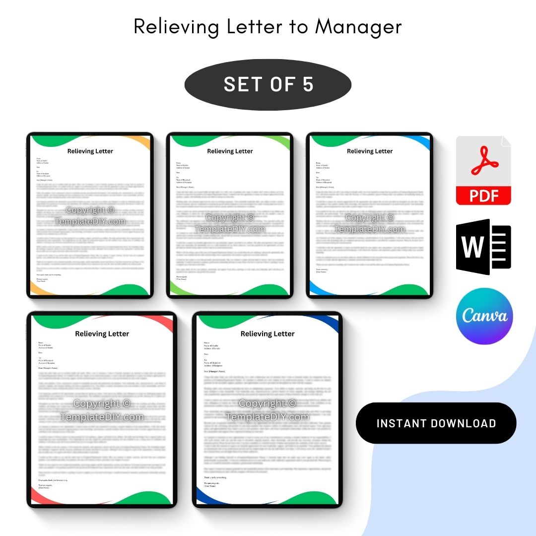 Relieving Letter to Manager Sample with Examples [Word]