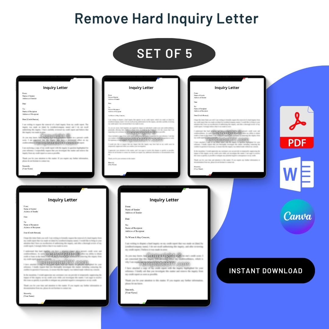 Remove Hard Inquiry Letter Sample with Examples [Word]