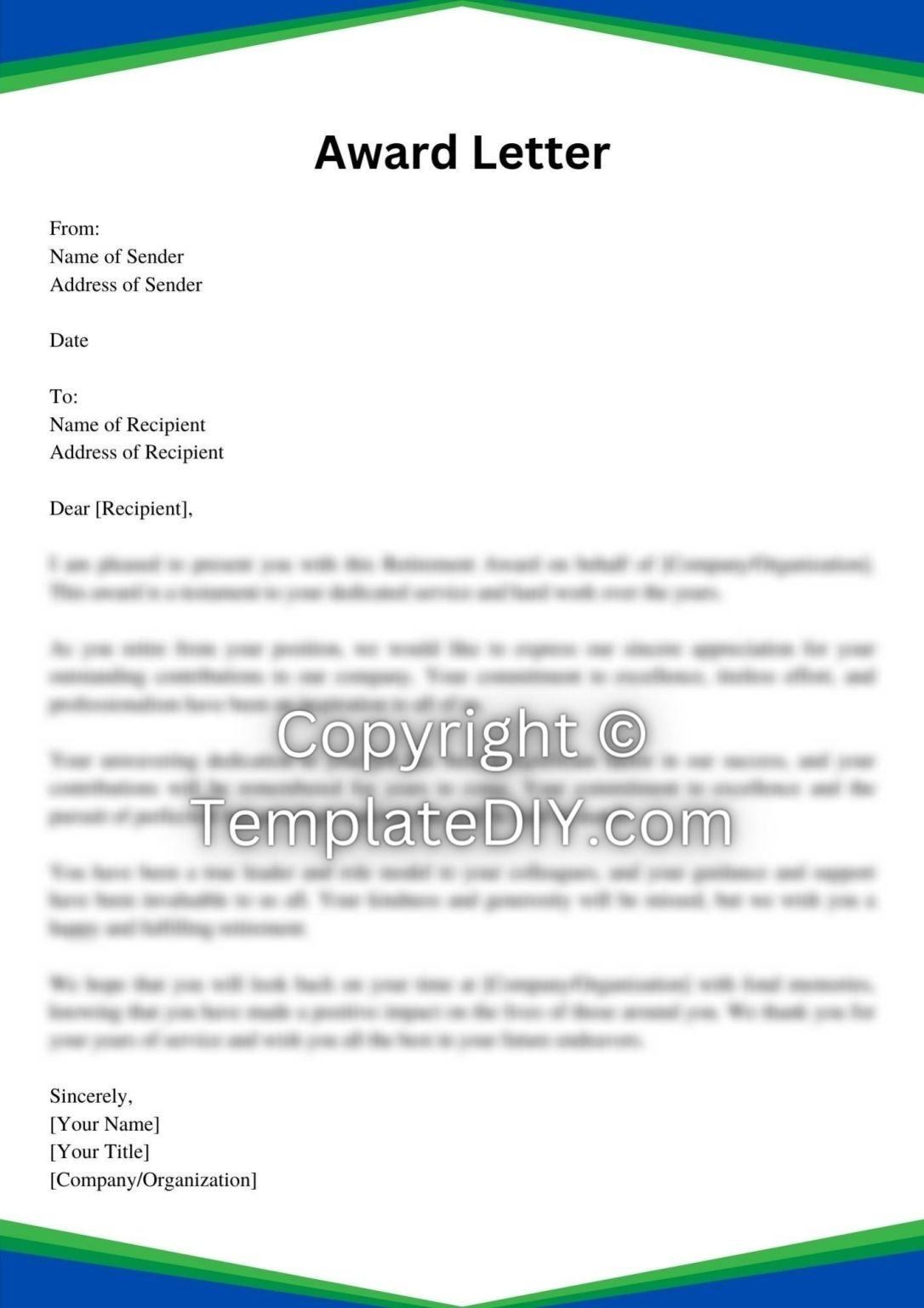 Retirement Award Letter Sample with Examples [Word Editable]