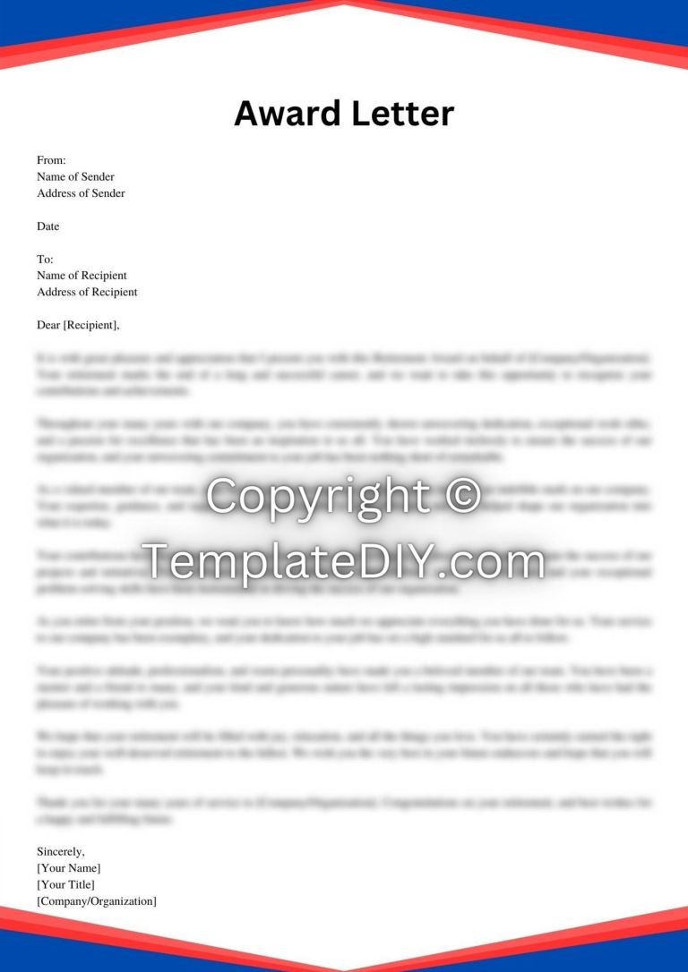Retirement Award Letter Sample with Examples [Word Editable]
