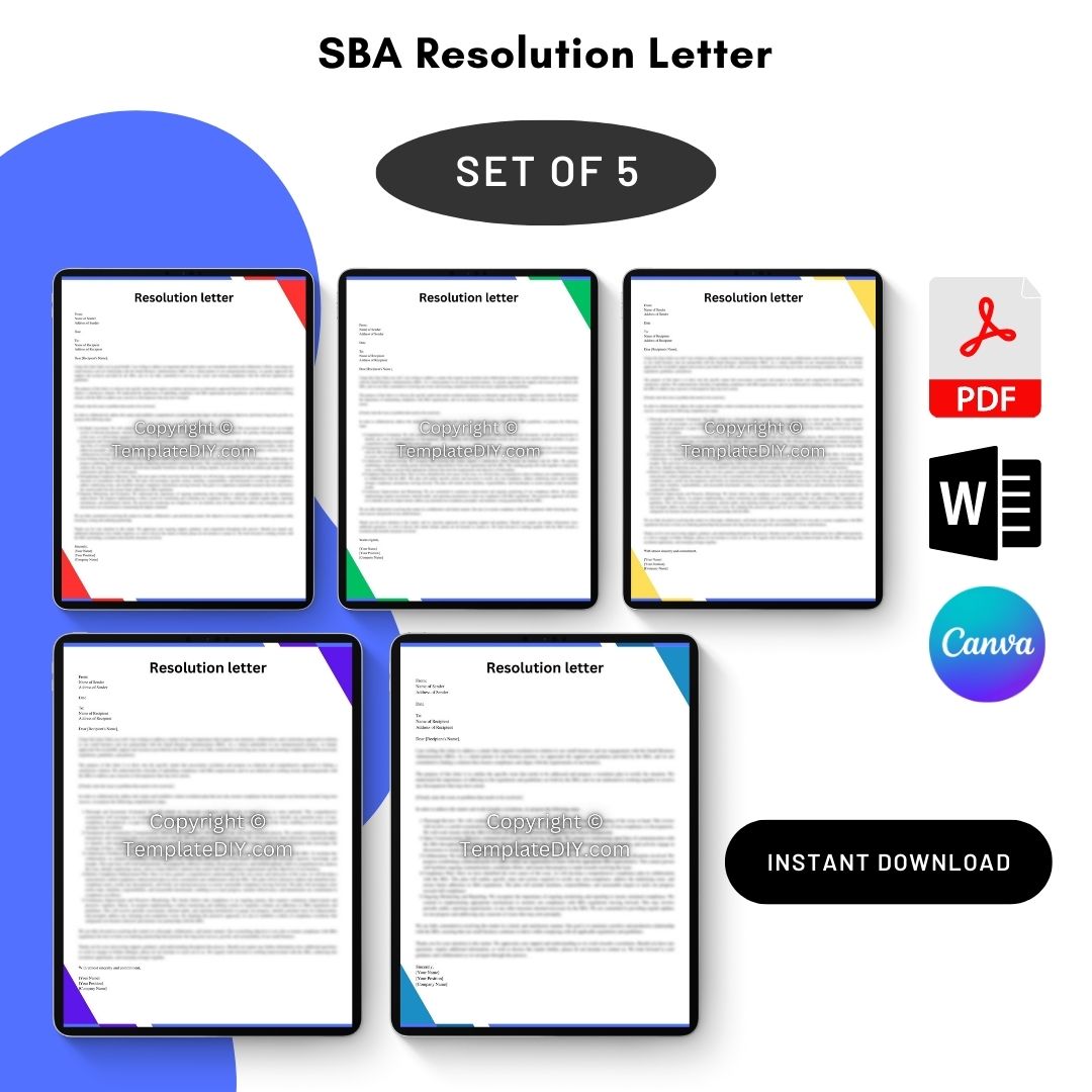 SBA Resolution Letter Sample with Examples [Word Editable]