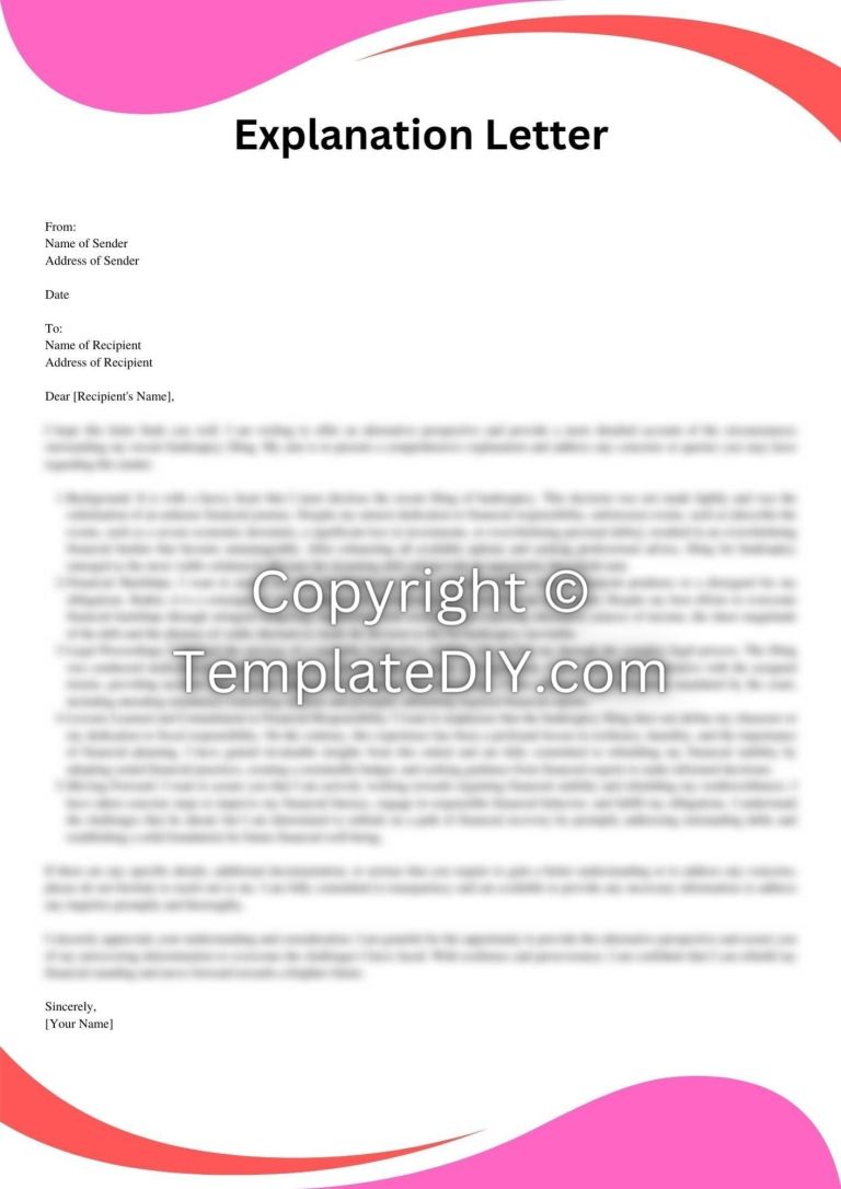 Bankruptcy Letter of Explanation Sample with Examples