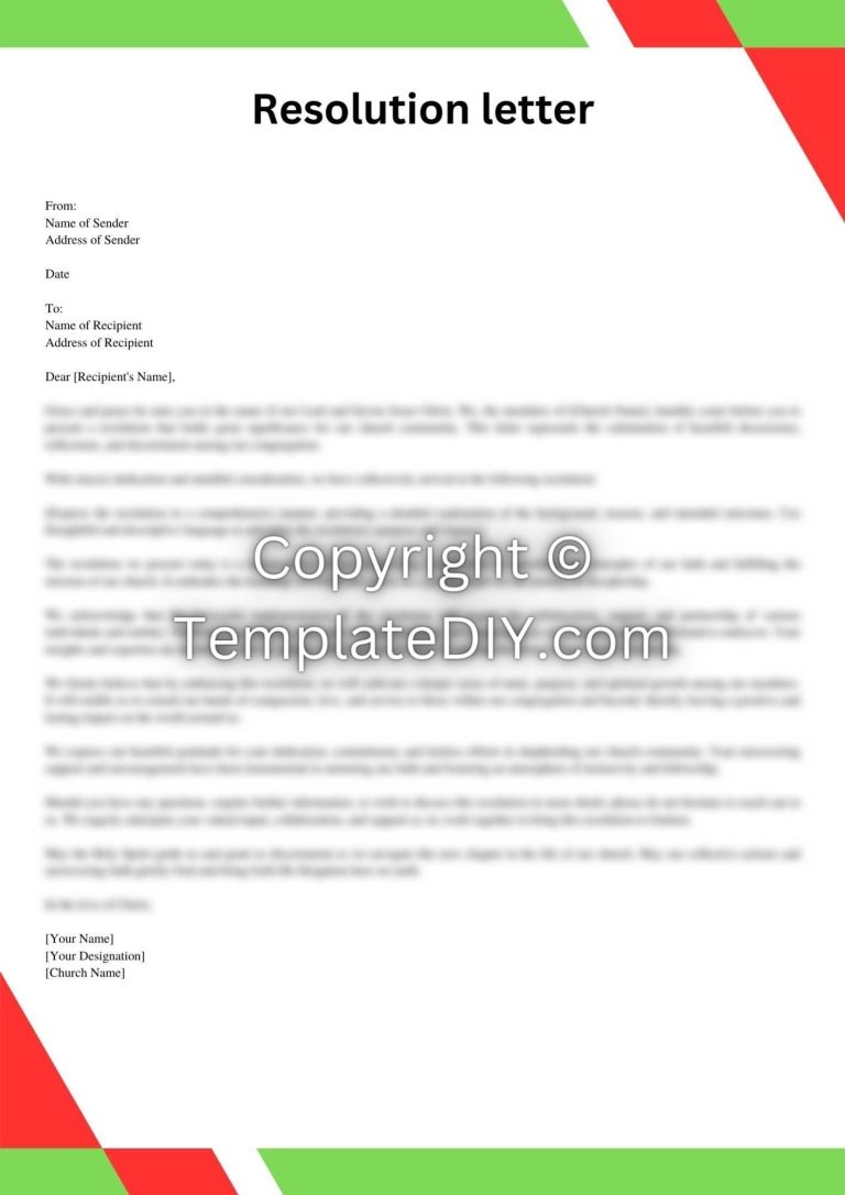 Church Resolution Letter Template | Download Editable Format