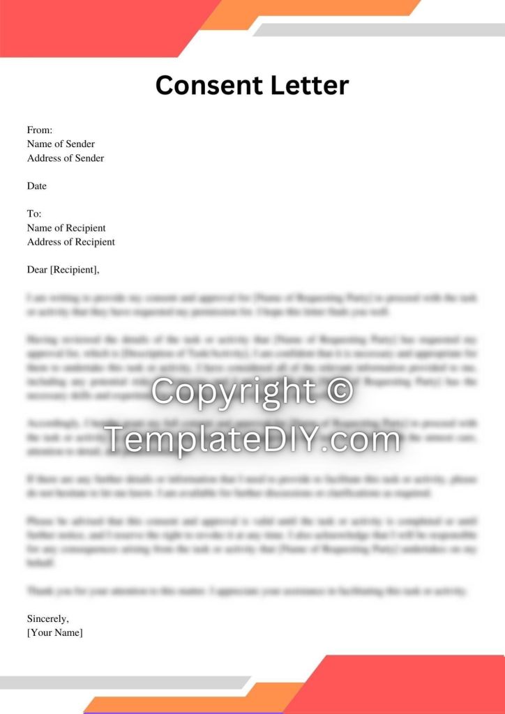 Consent Approval Letter Sample Template with Examples