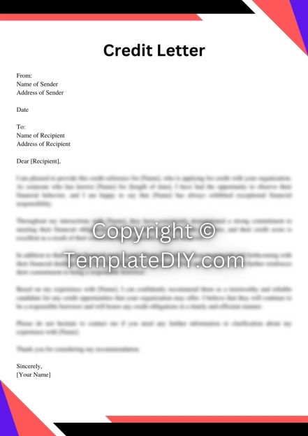 Credit Reference Letter Sample Template and Examples [Word]