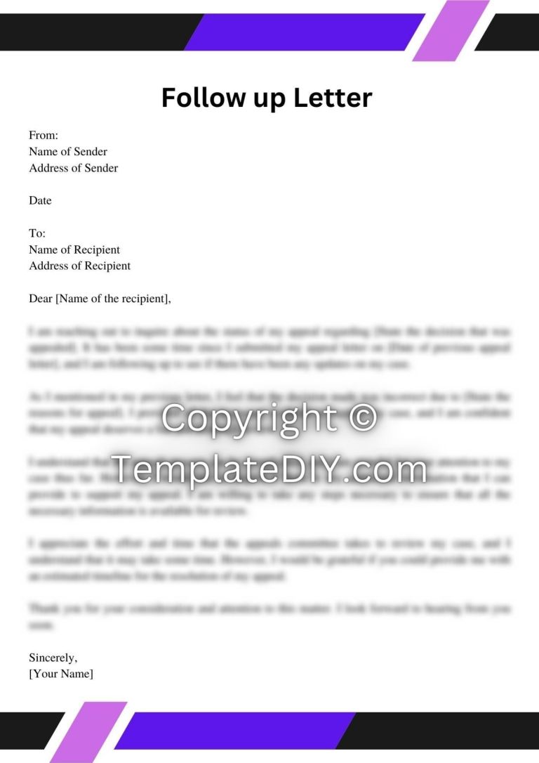 Follow Up Appeal Letter Sample Template with Examples