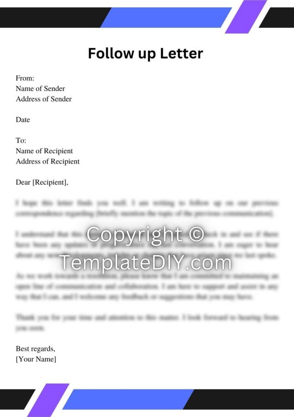 Follow Up Correspondence Letter Sample with Examples