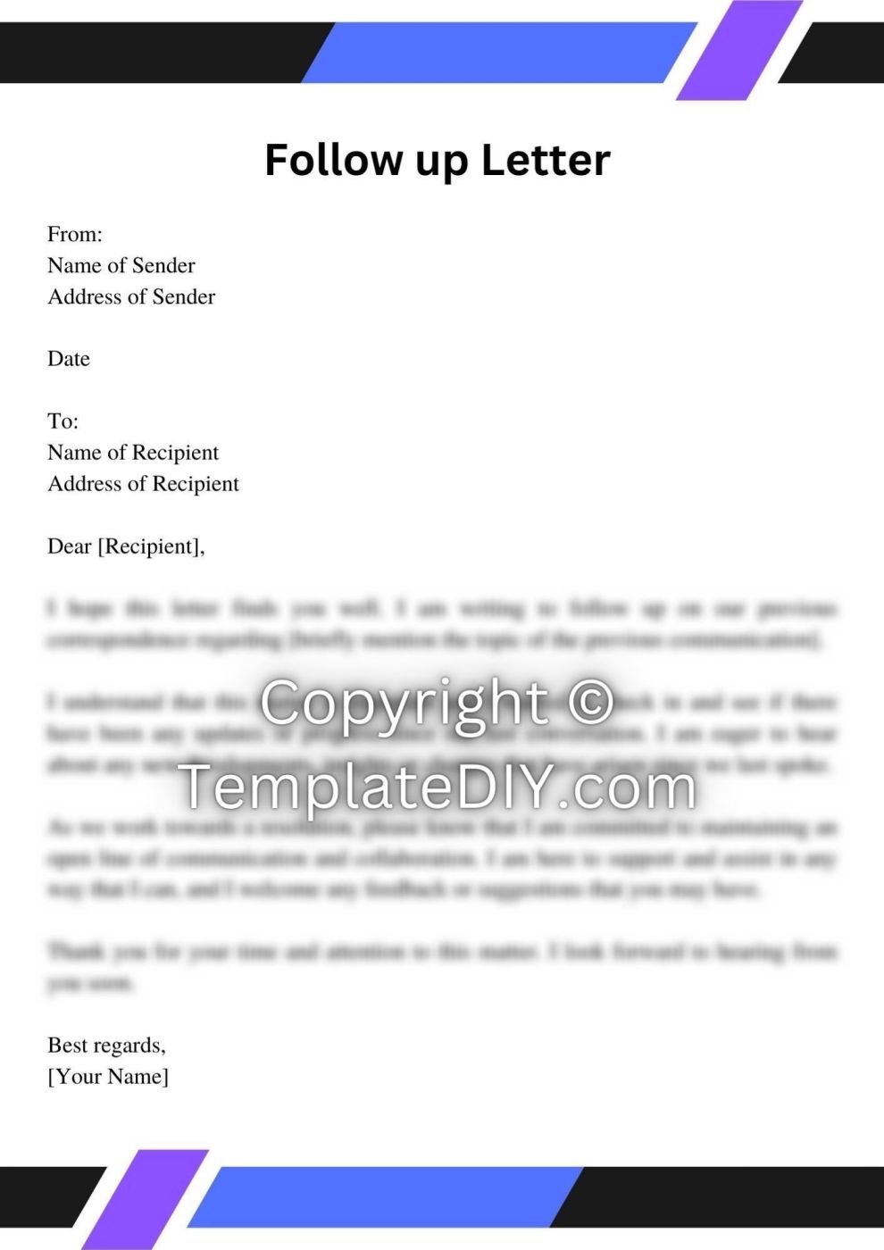 Follow Up Correspondence Letter Sample with Examples