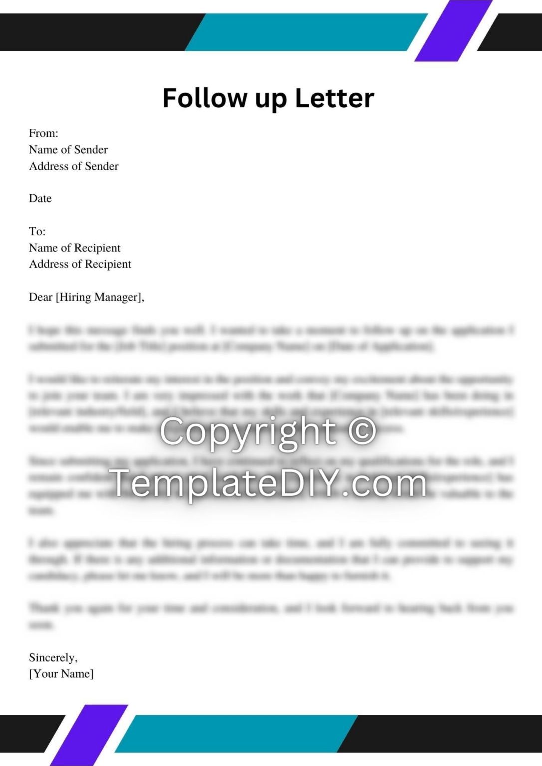 Follow Up Cover Letter Sample and Examples i[Word Editable]