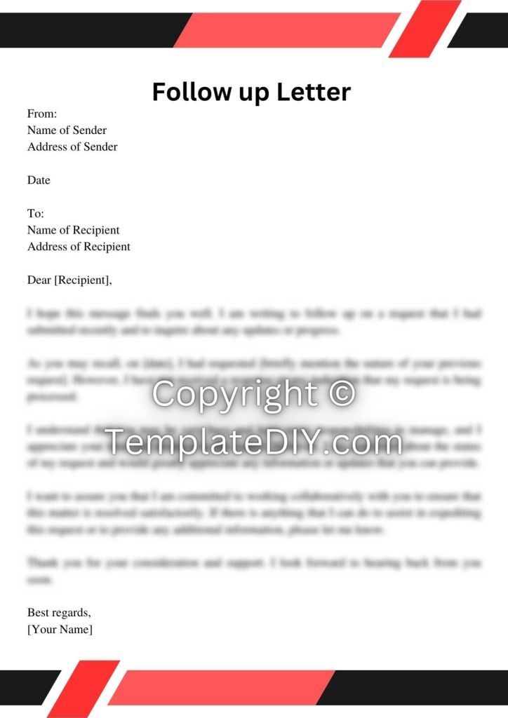 Follow Up Request Letter Sample Template with Examples