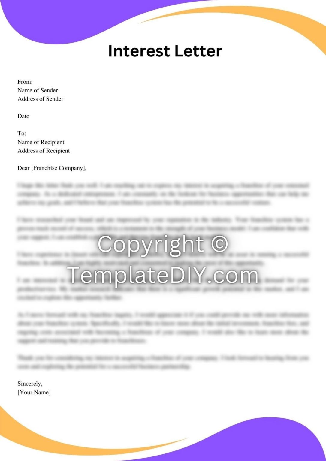 Franchise Interest Letter Sample with Examples [Word]