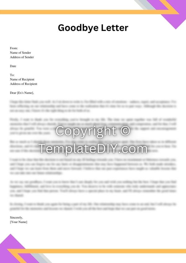 Goodbye Letter to Ex Sample with Examples [Word Editable]