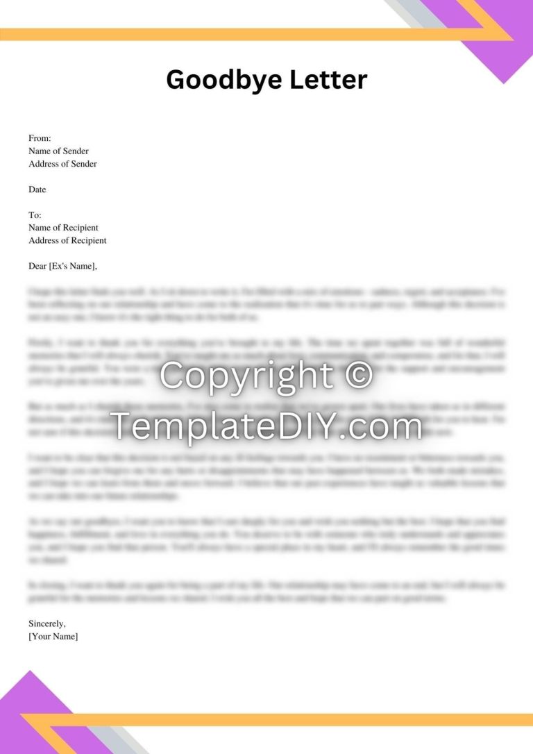 Goodbye Letter to Ex Sample with Examples [Word Editable]