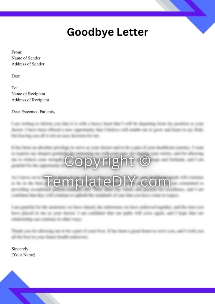Farewell Letter to Patients from Doctor | Sample Templates
