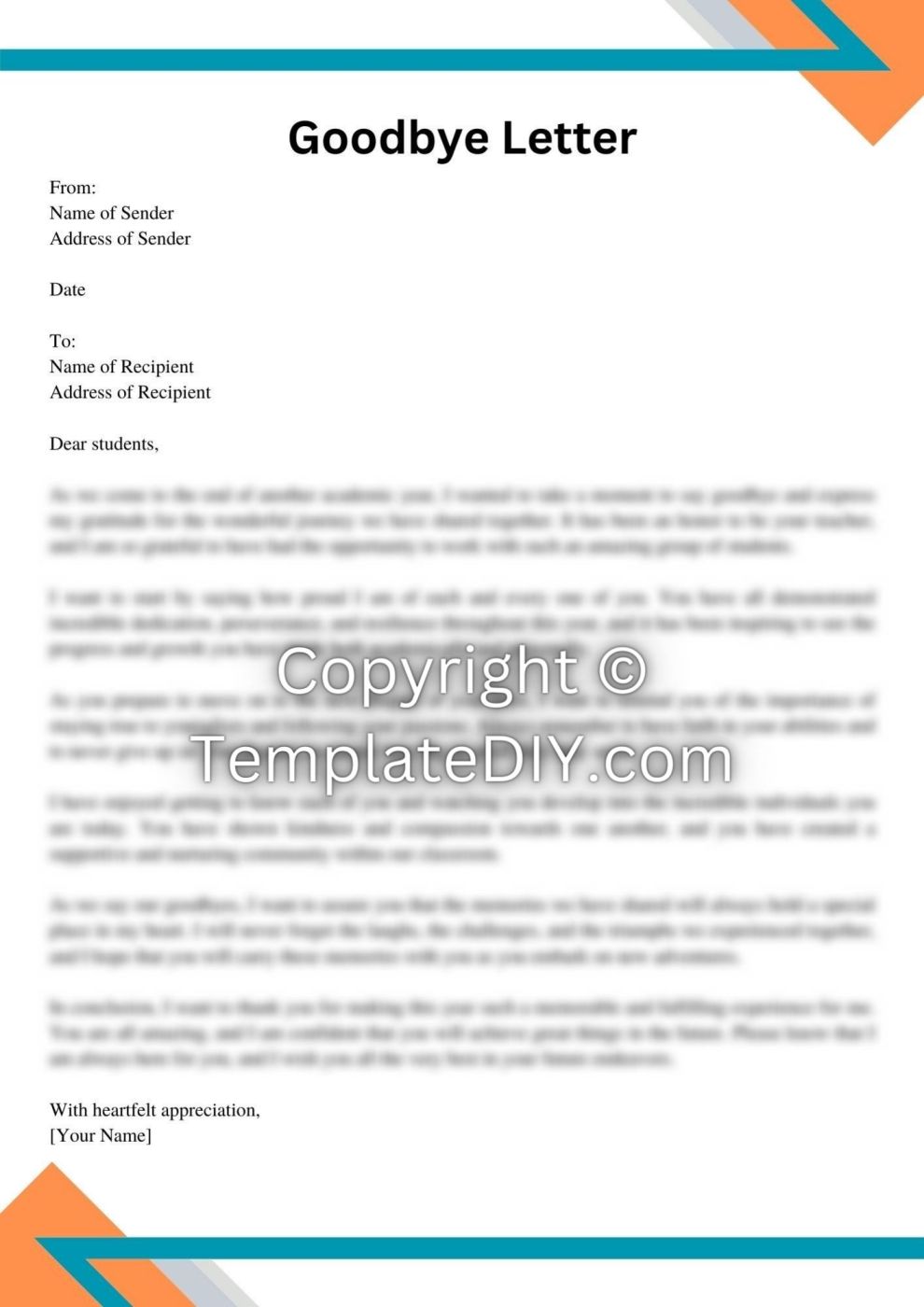 Goodbye Letter to Students Sample Template with Examples