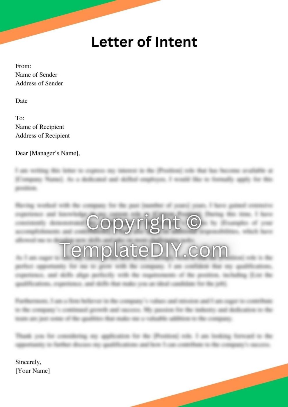 Letter of Intent for Promotion Sample with Examples [Word]