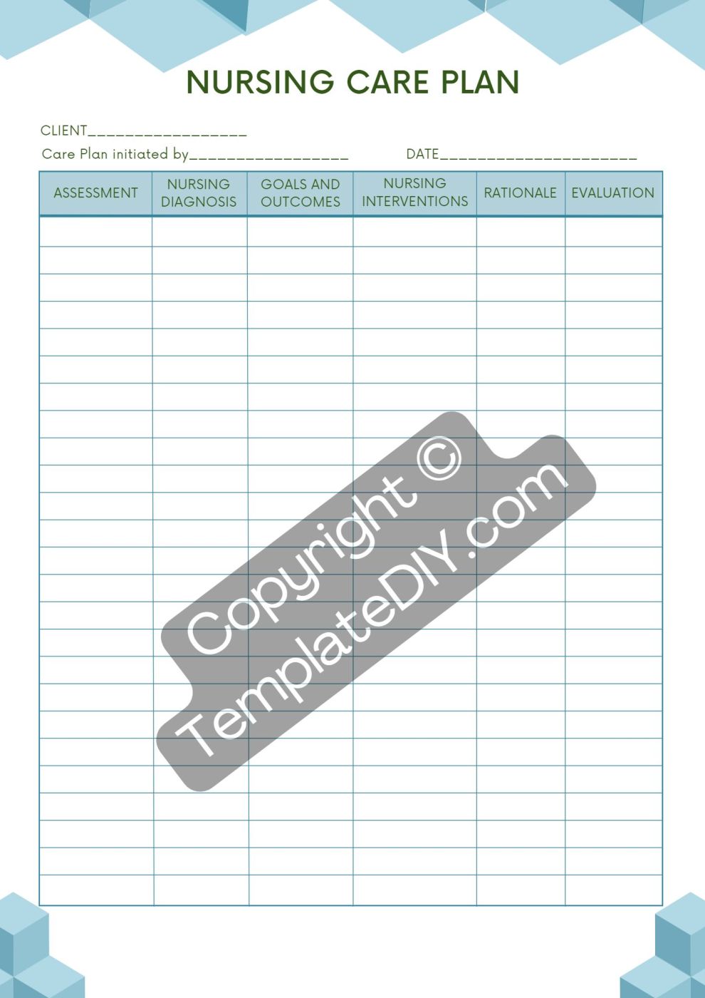 Nursing Care Plan Template Printable PDF, Word [Editable]