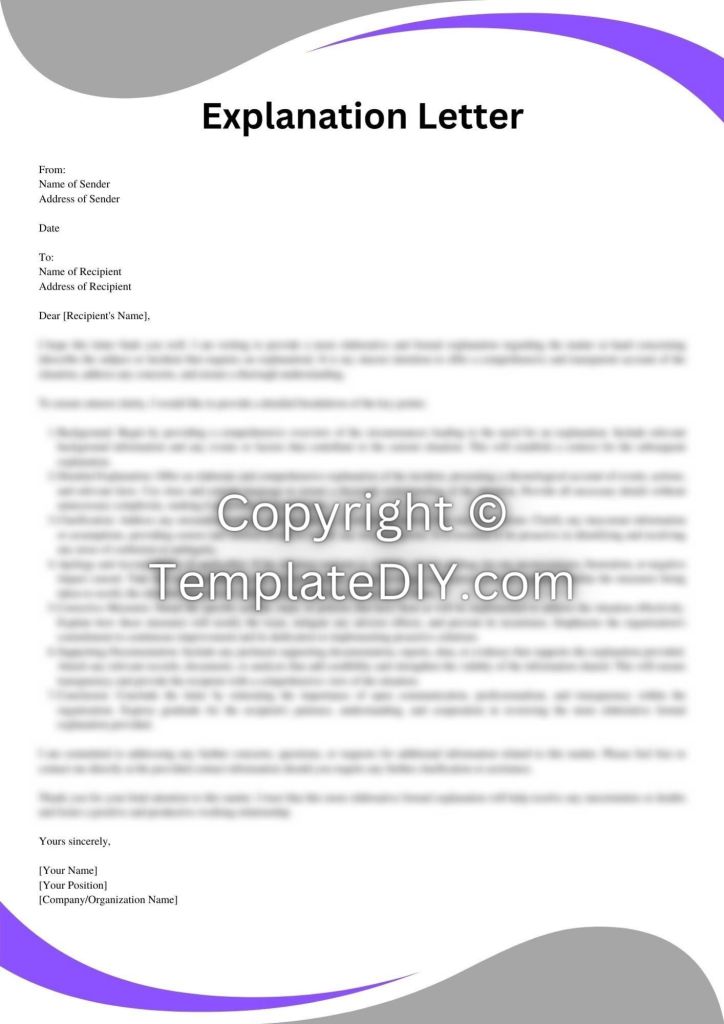 Official Explanation Letter Sample with Examples [Word]