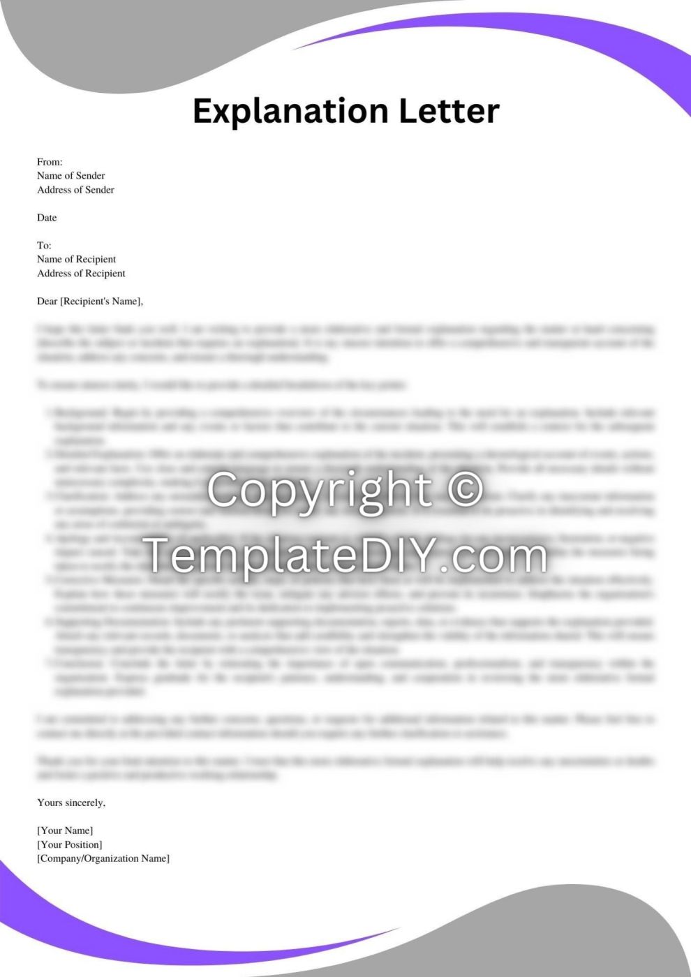 Official Explanation Letter Sample with Examples [Word]