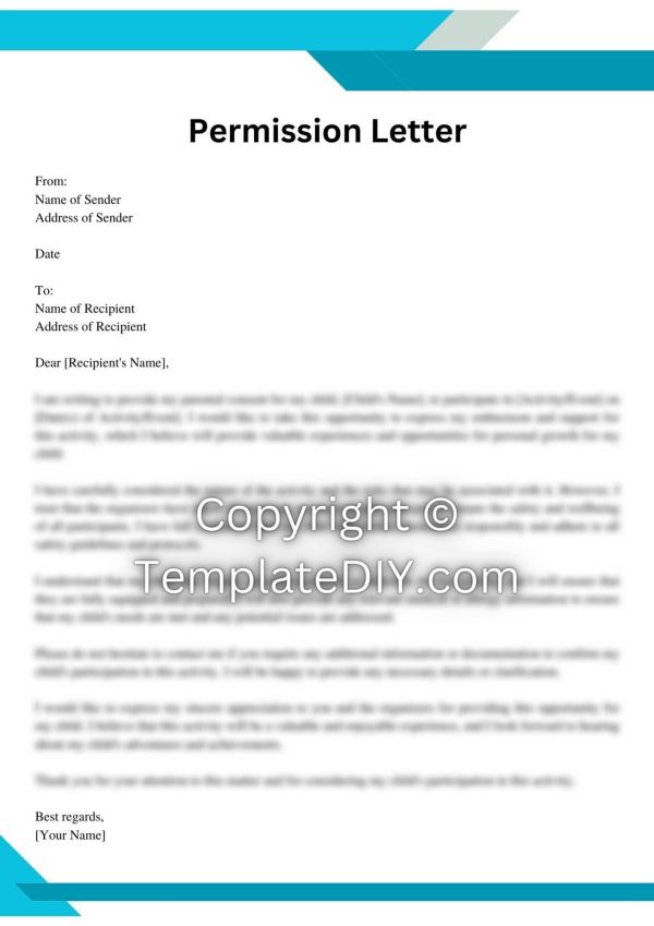Parental Consent Permission Letter Sample with Examples