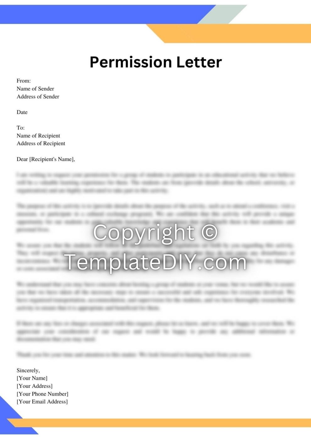 Permission Letter for Students Sample with Examples [Word]