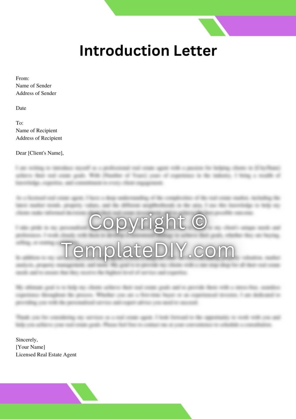 Real Estate Introduction Letter Sample with Examples
