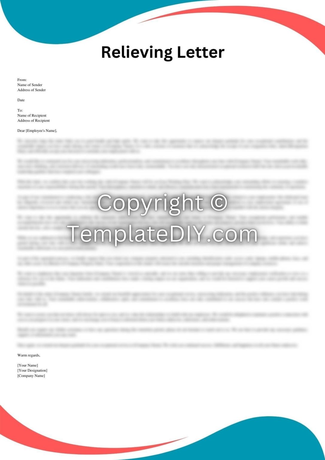 Relieving Letter After Resignation Sample with Examples