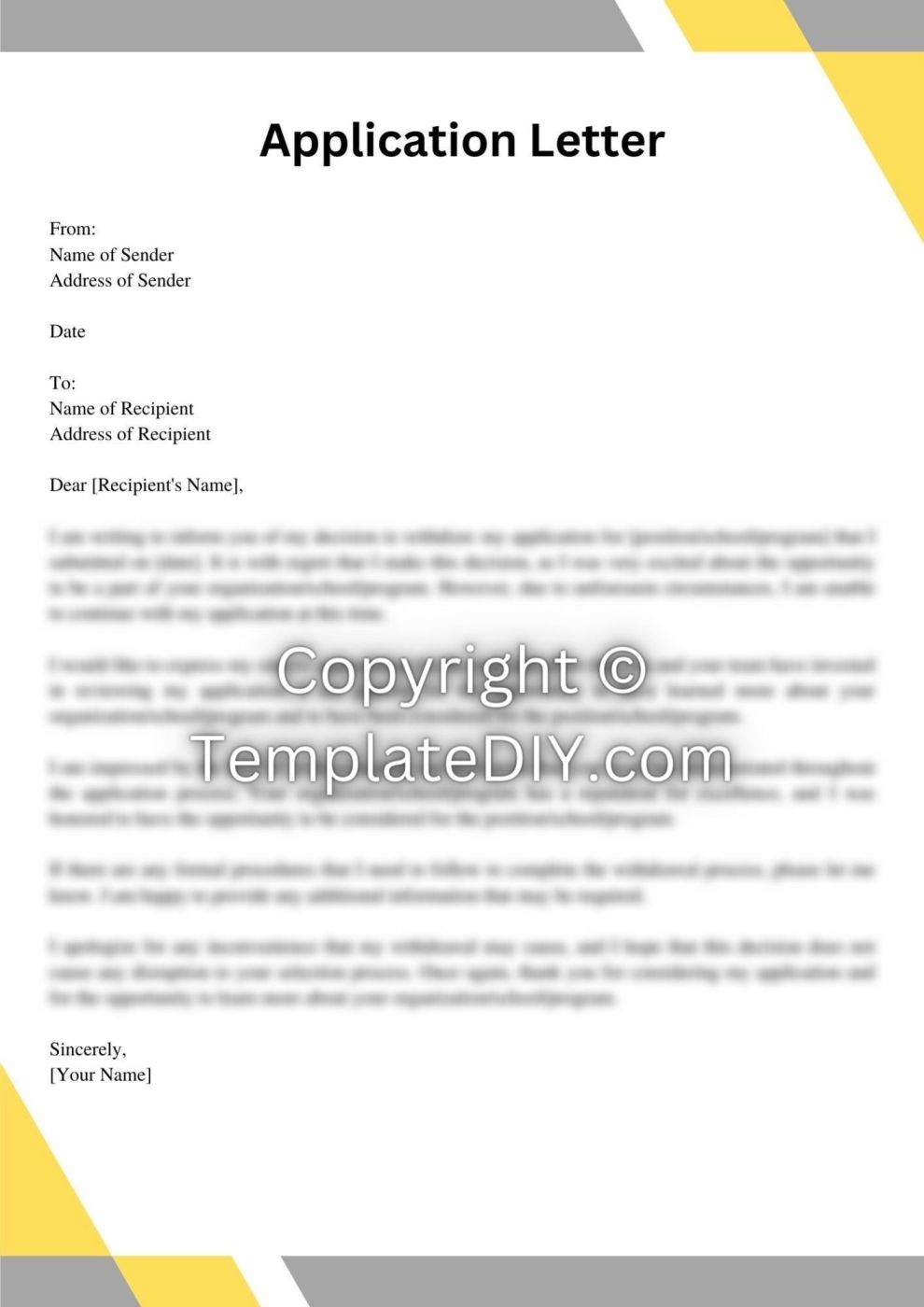 Withdraw Application Letter Template | Download Example