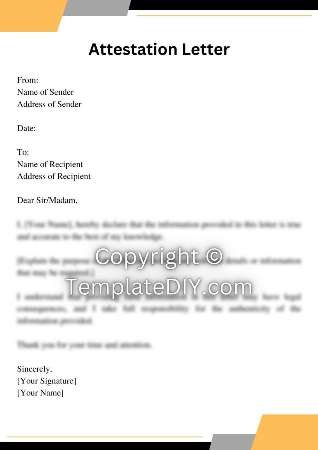Self Attested Letter Template – Editable & Ready to Use