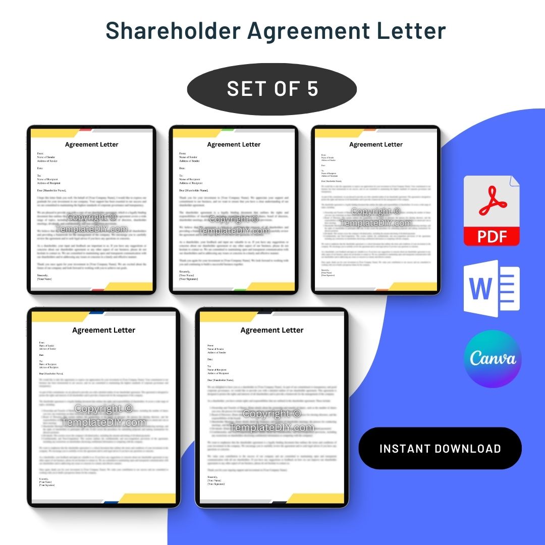 Shareholder Agreement Letter Sample Template with Examples