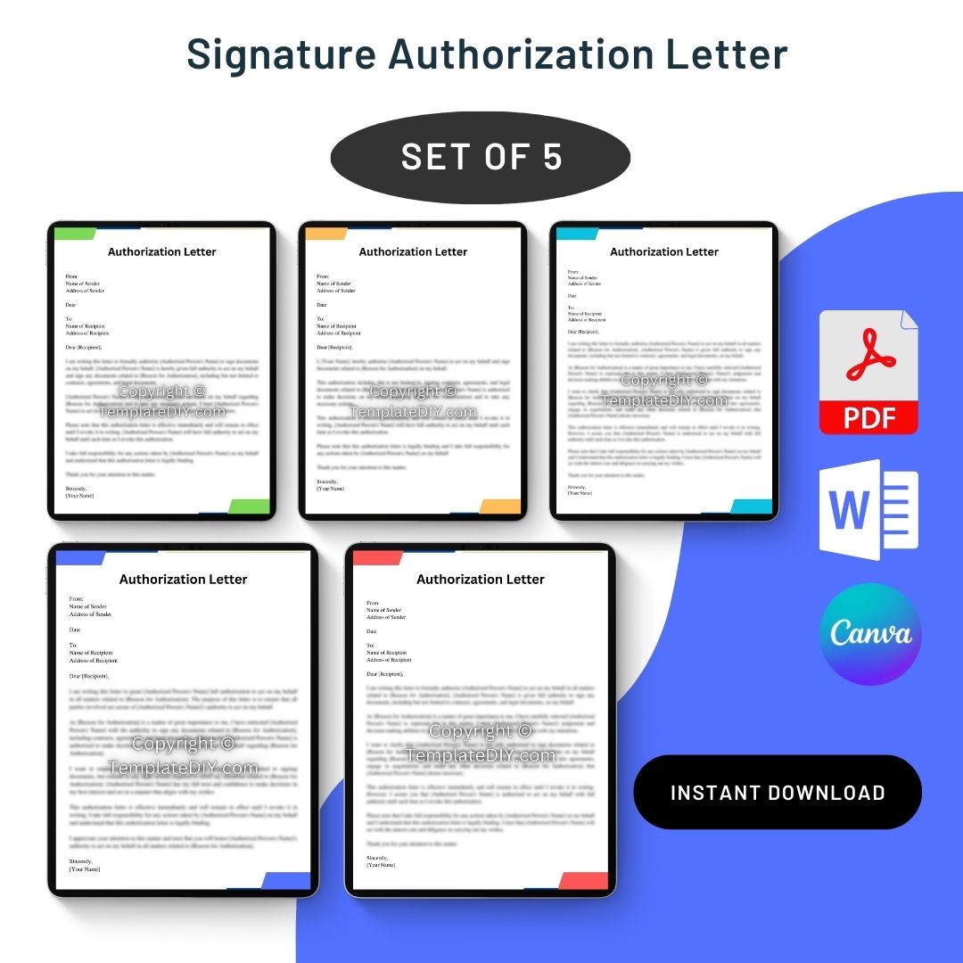 Signature Authorization Letter Sample Template and Examples