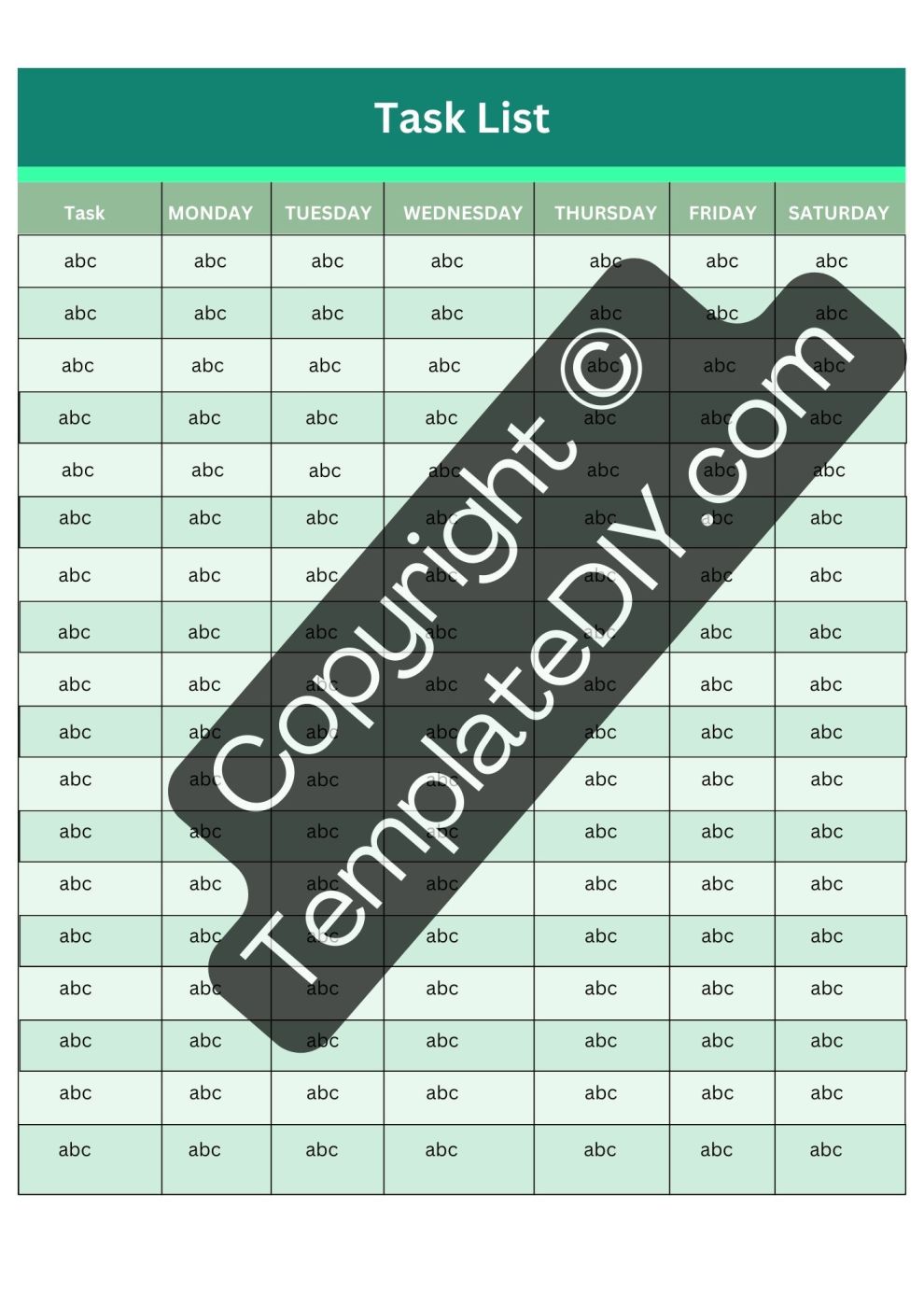 Task List Template Printable PDF, Word, Excel [Editable]