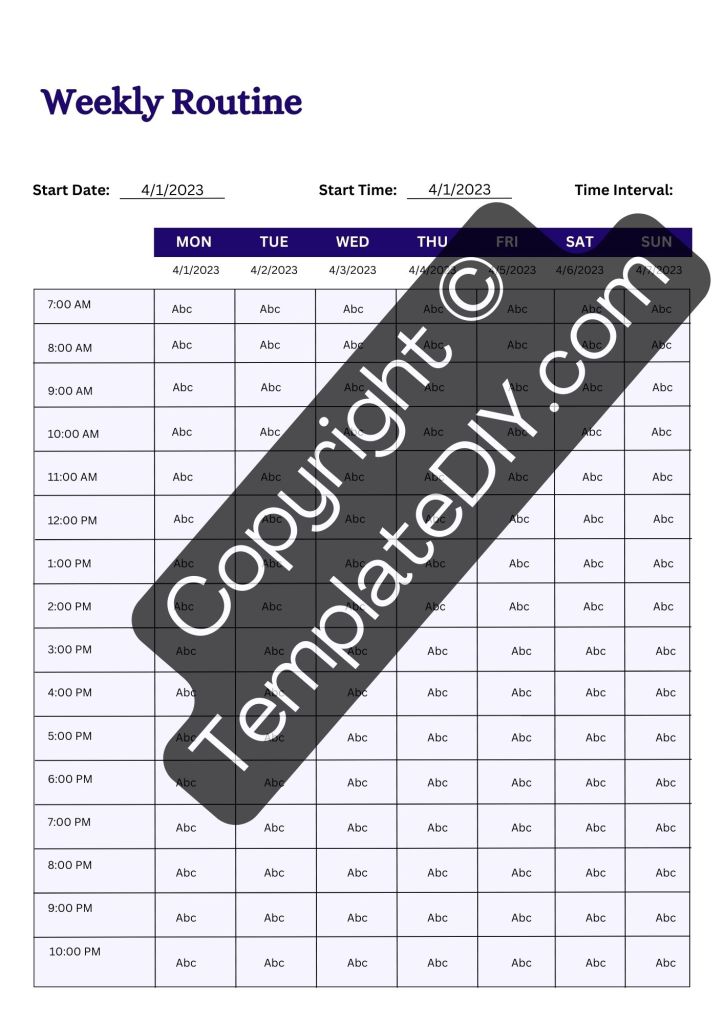 Weekly Routine Template Printable PDF, Word [Editable]