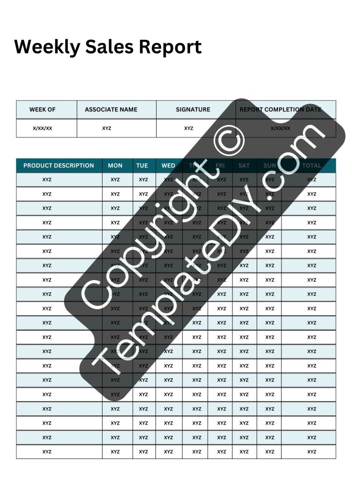 Weekly Sales Report Template Printable PDF, Word [Editable]