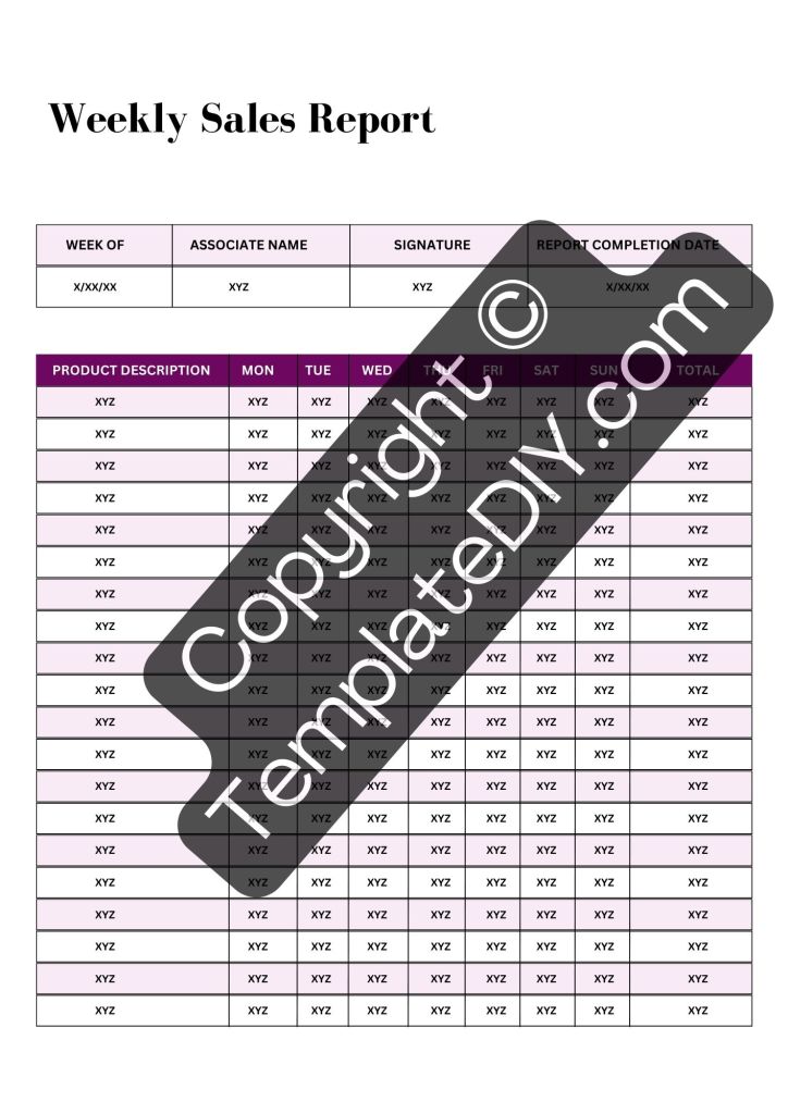 Weekly Sales Report Template Printable PDF, Word [Editable]